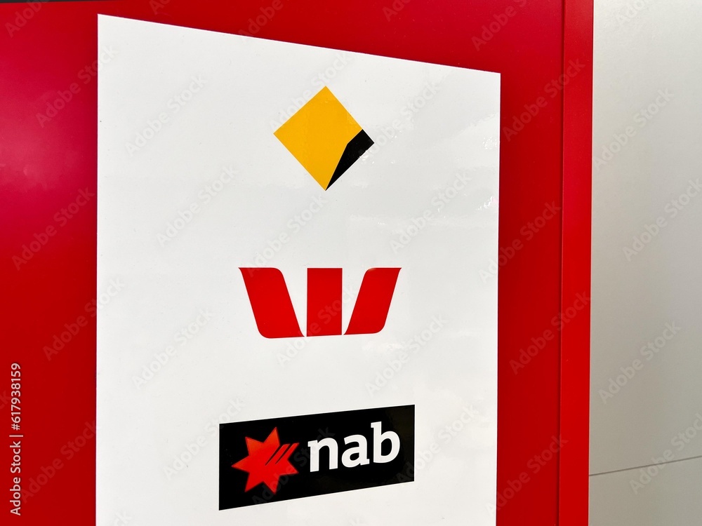 The major Australian banks logos Stock Photo | Adobe Stock