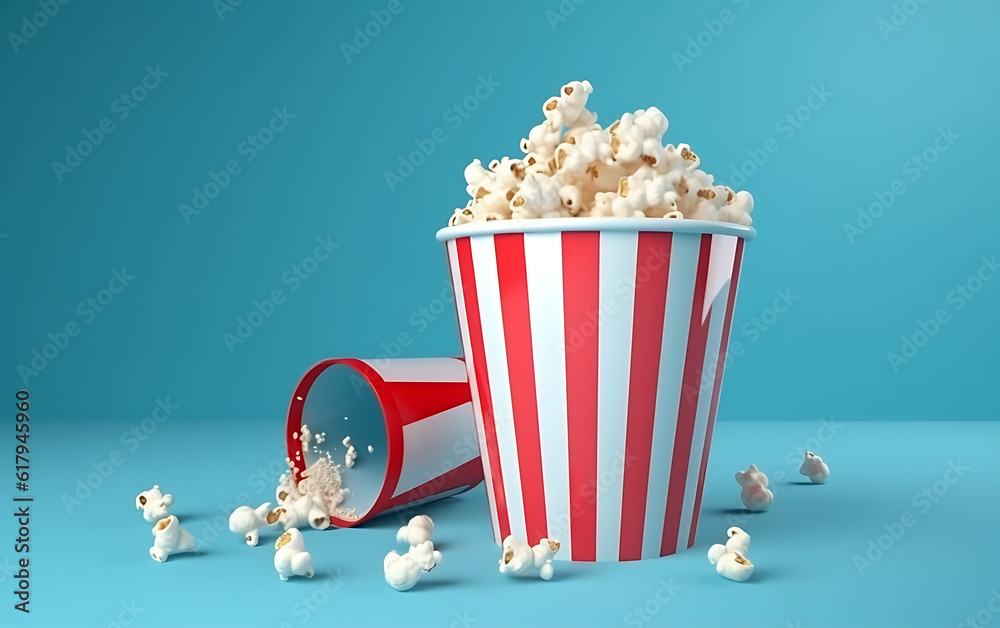 popcorn buckets are spilling out of small popcorn kernels in an ...