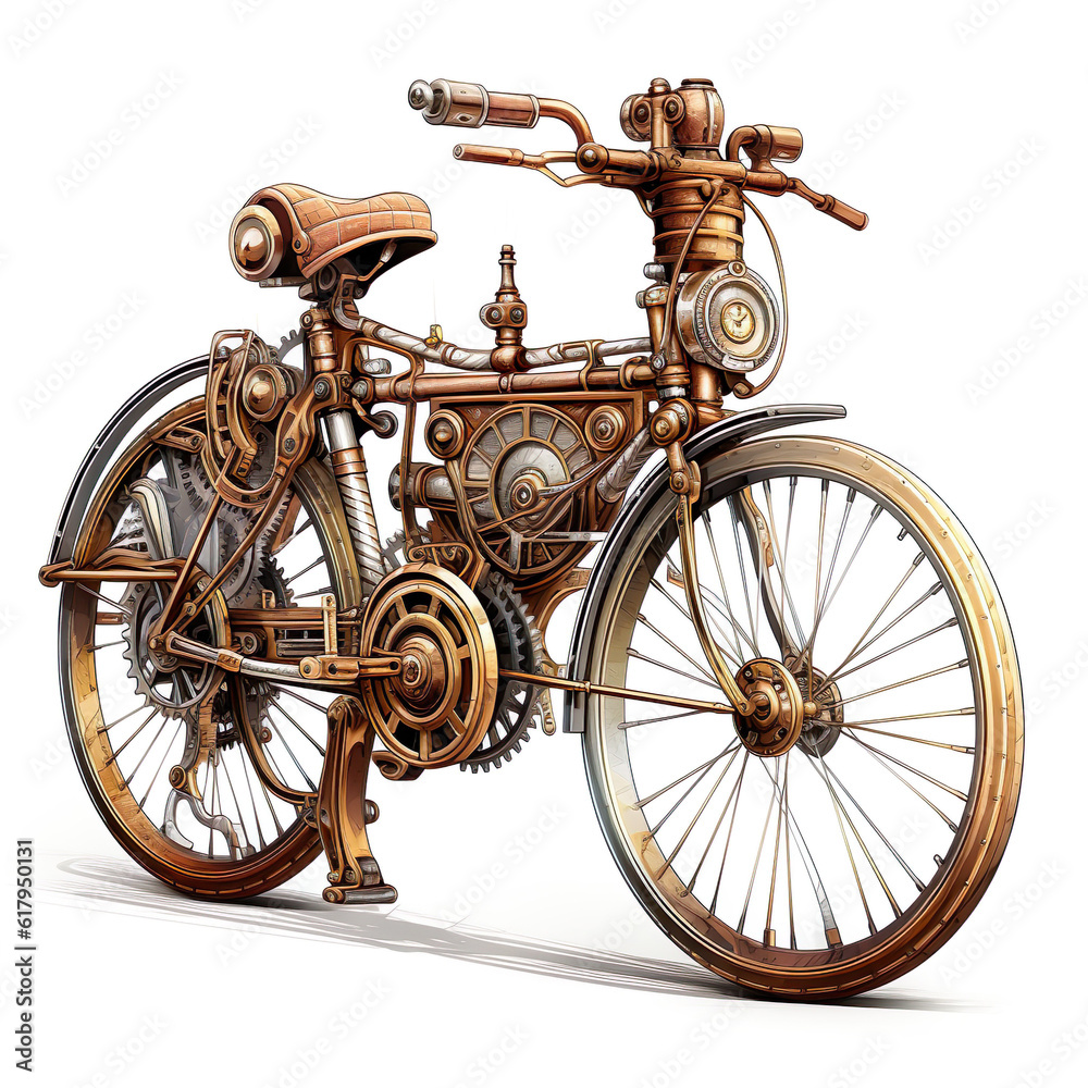 Bicycle bike in steampunk style symbolic isolated on white background ...