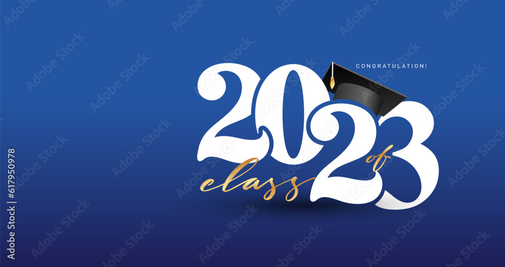 Class of 2023 with graduation cap. Congrats Graduation 2023 calligraphy ...