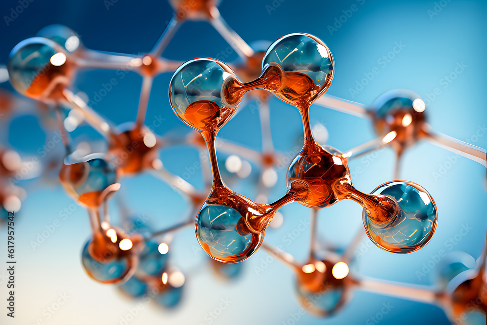 Realistic molecule or atom, Abstract structure for Science or medical ...