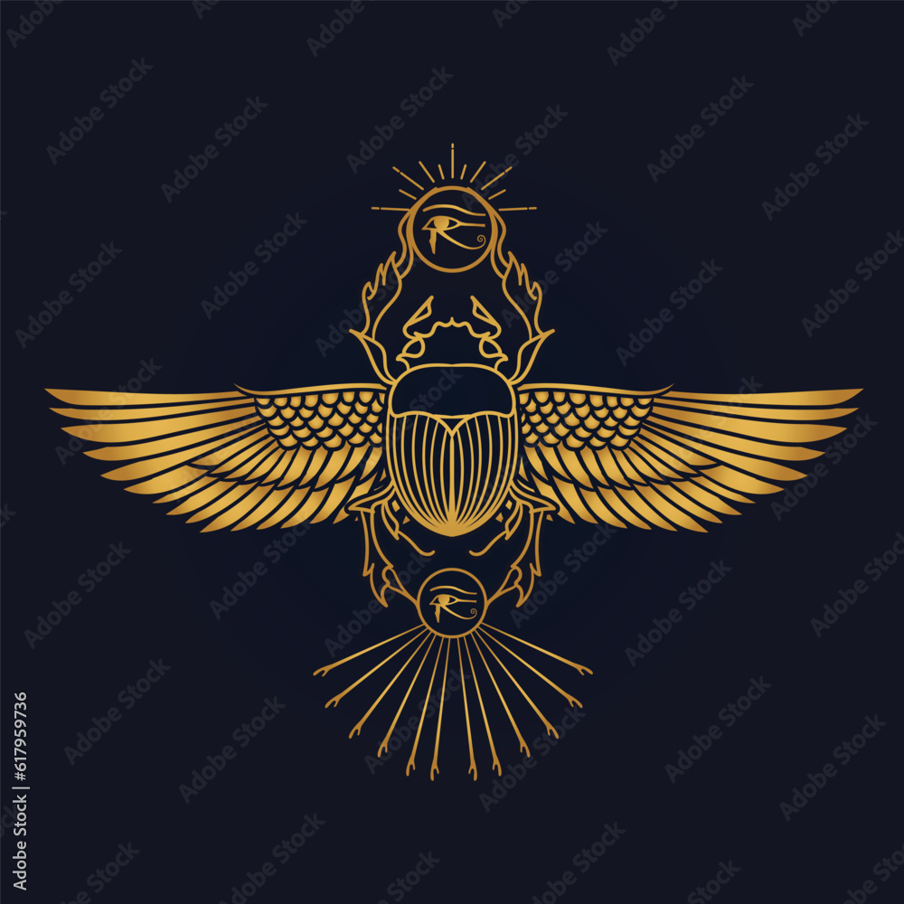 Holy Egyptian Scarab Sun God Ra with wings Stock Vector | Adobe Stock