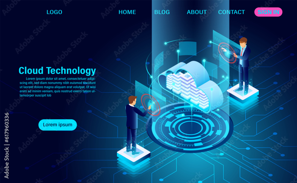 Modern Cloud Technology And Networking Concept Online Computing Technology Big Data Flow