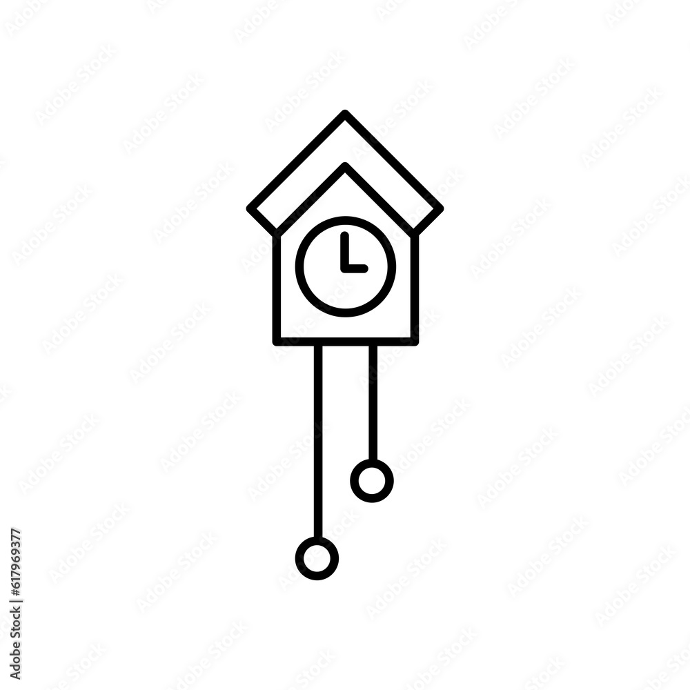 cuckoo clock icon. Alarm clock sign. Simple line design illustration on ...