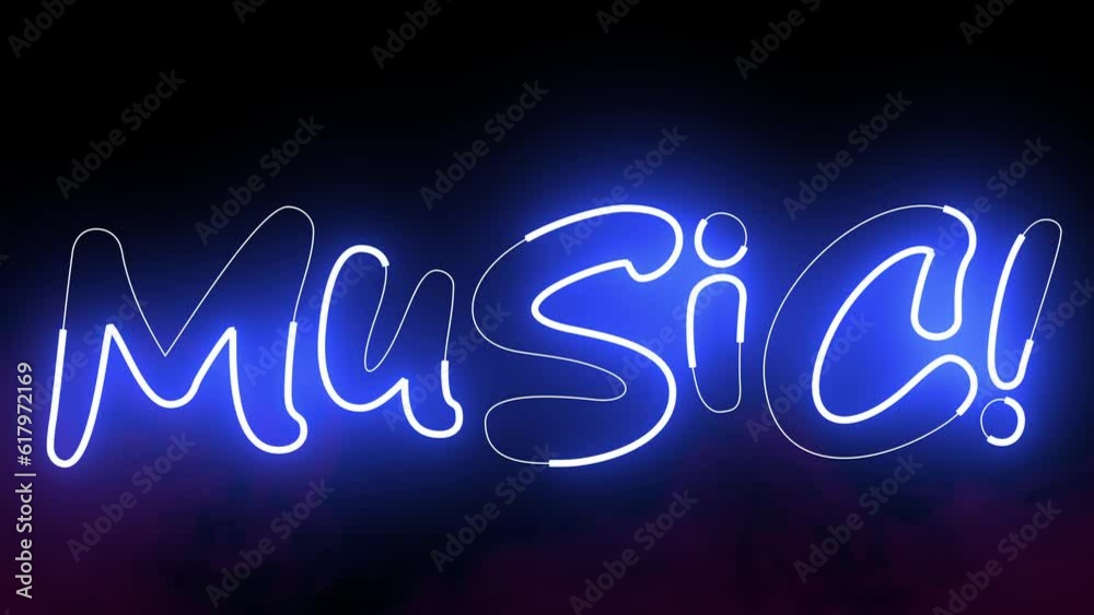 4K Ultra Hd Video. Music text electric blue lighting text with ...