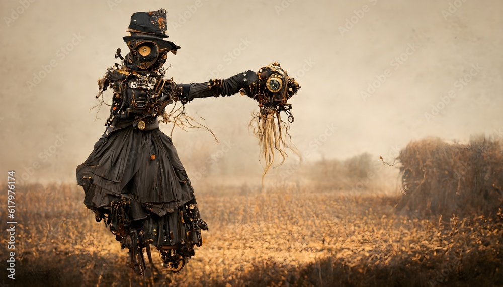 steampunk fit female scarecrow octane render hyper realistic dancing ...