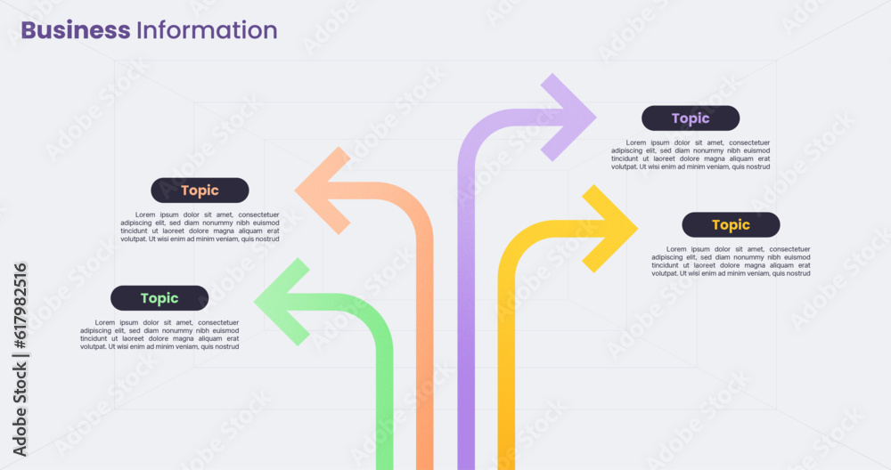 Infographic arrow diagram template for 4 project business information ...