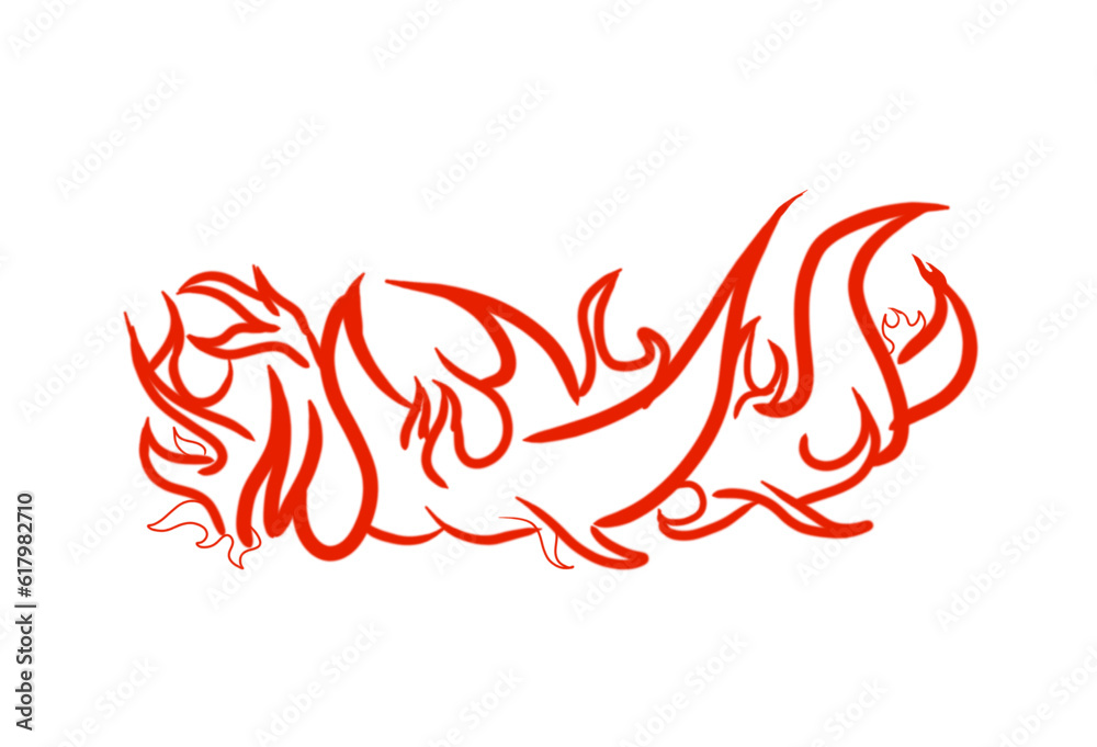 line art, the shape of a red fire line on a white background Stock ...