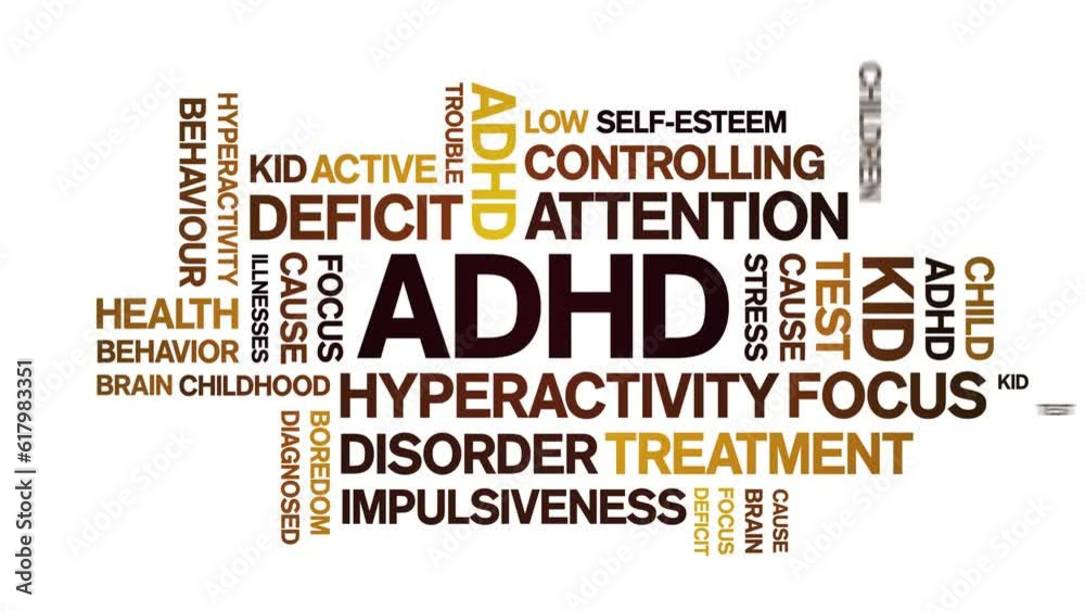 ADHD animated tag word cloud;Attention Deficit Hyperactivity Disorder ...