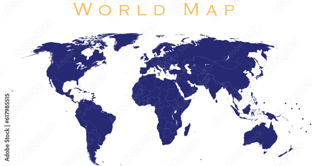 World Map with isolated Countries Map with white background Stock ...