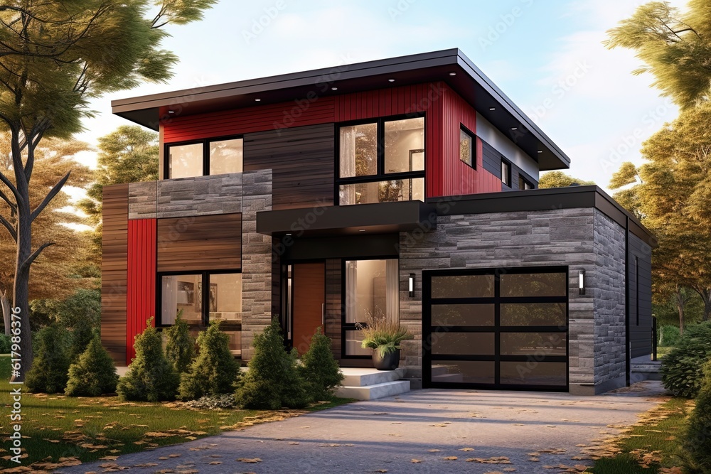 Contemporary Layout: Inspirational New Build House with Red Siding and ...