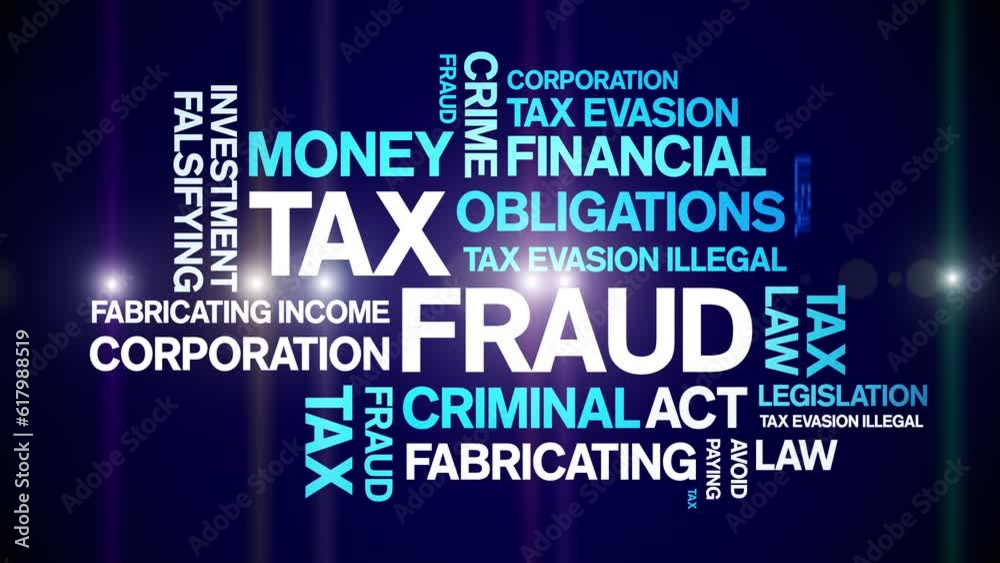 Tax Fraud animated tag word cloud;text design animation kinetic ...