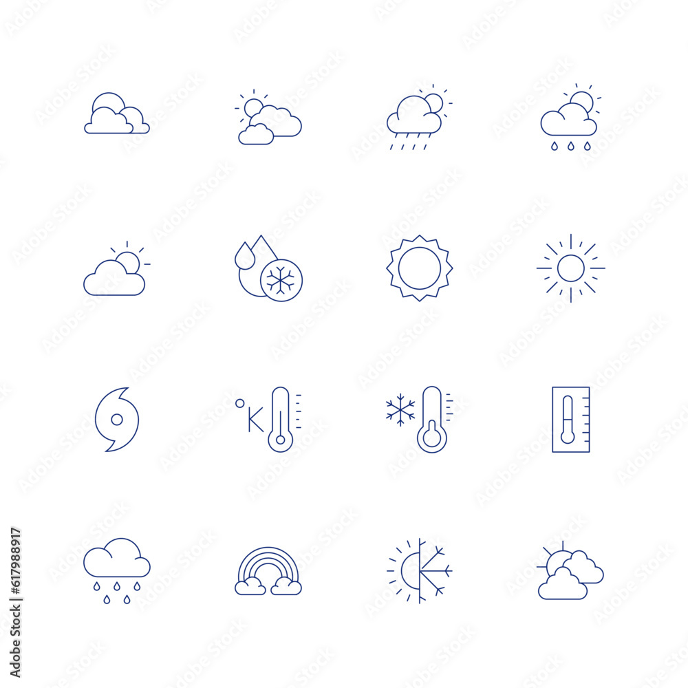 Weather line icon set on transparent background with editable stroke ...