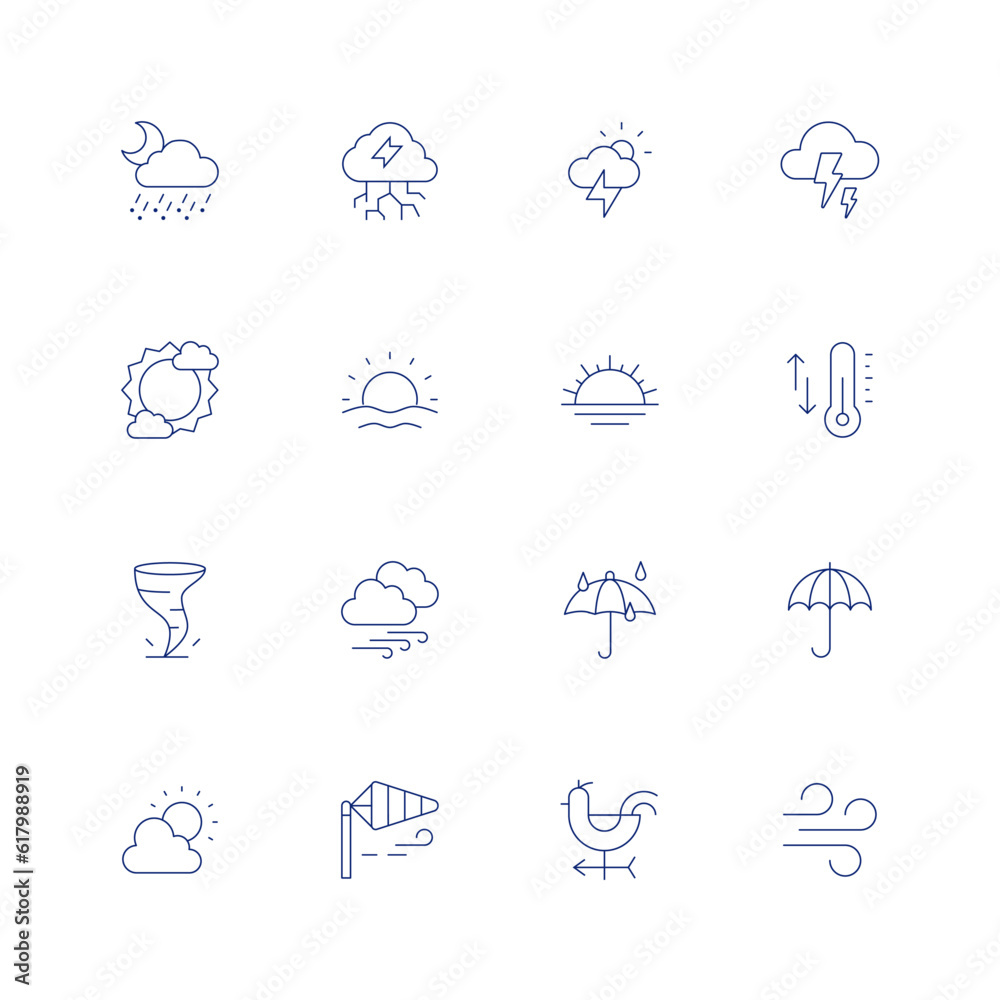 Weather line icon set on transparent background with editable stroke ...