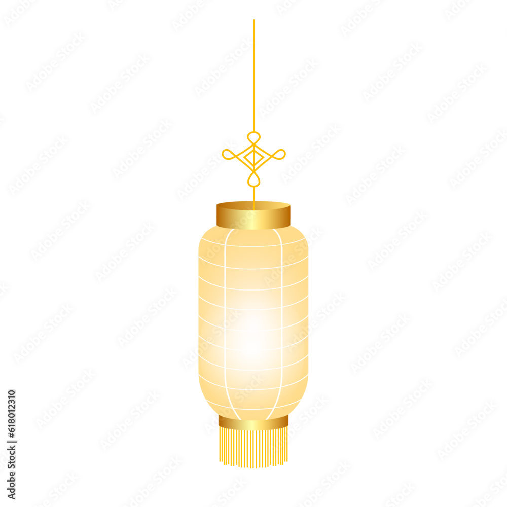 vector yellow chinese lantern of circular shape realistic composition ...