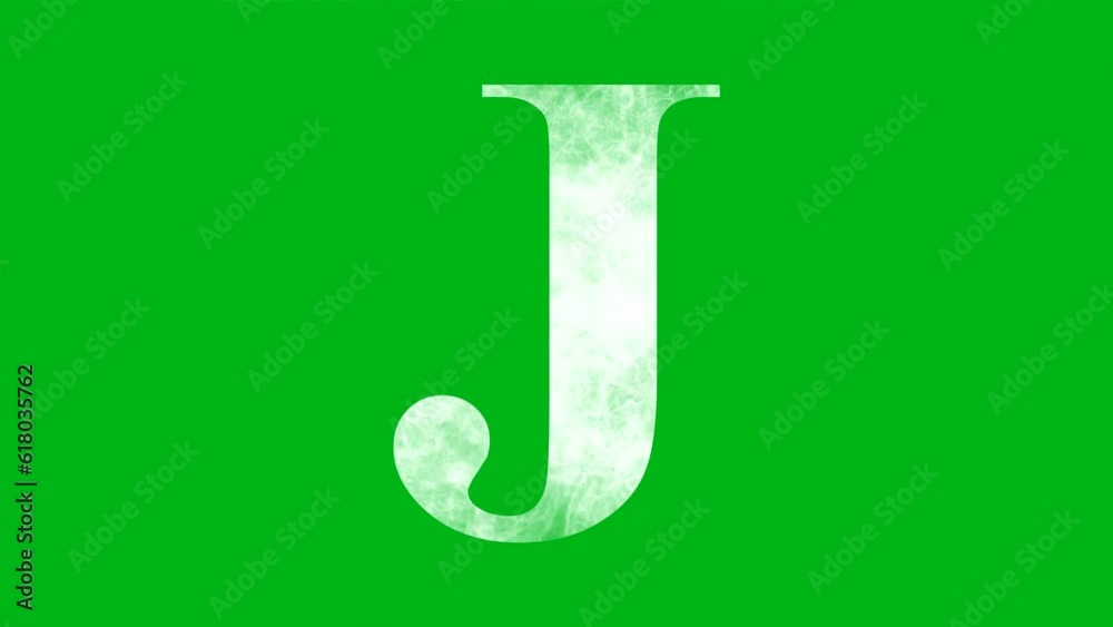 English alphabet J with animation on green screen background motion ...