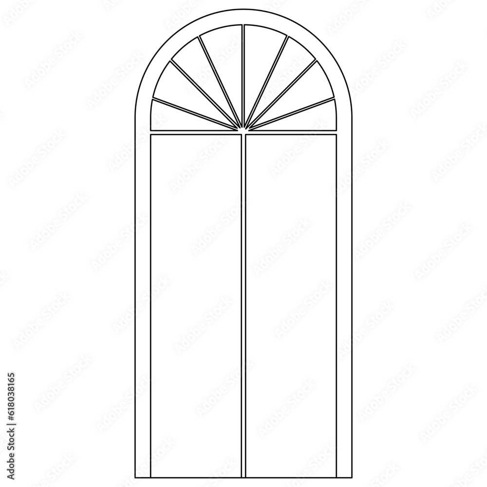 Arch type of window outline for house isolated on white background ...