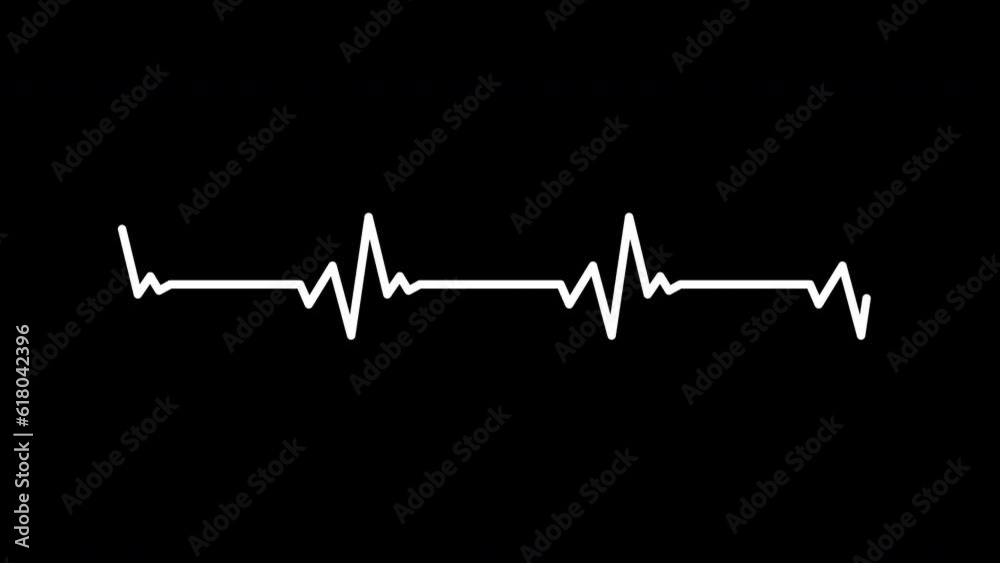 Heartbeat Pulse Rate animation Alpha channel. Electrocardiogram beeping ...