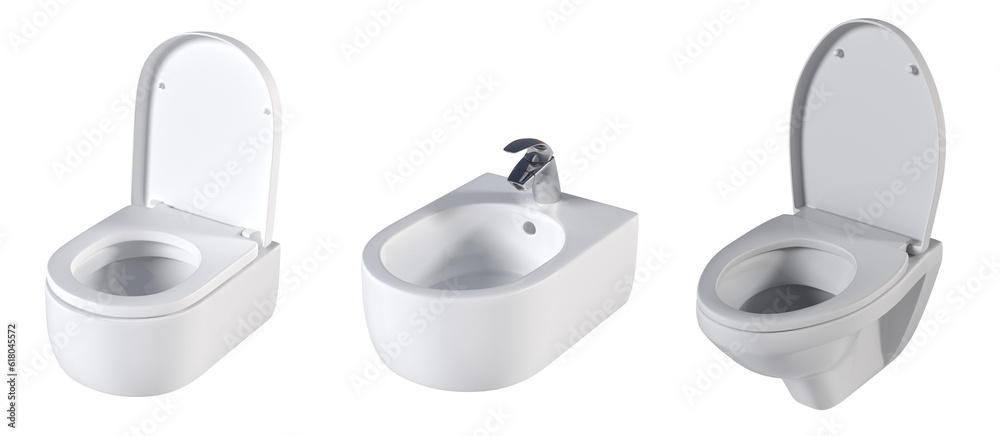 Poster lavatory pan isolated on transparent background, bidet, 3D ...