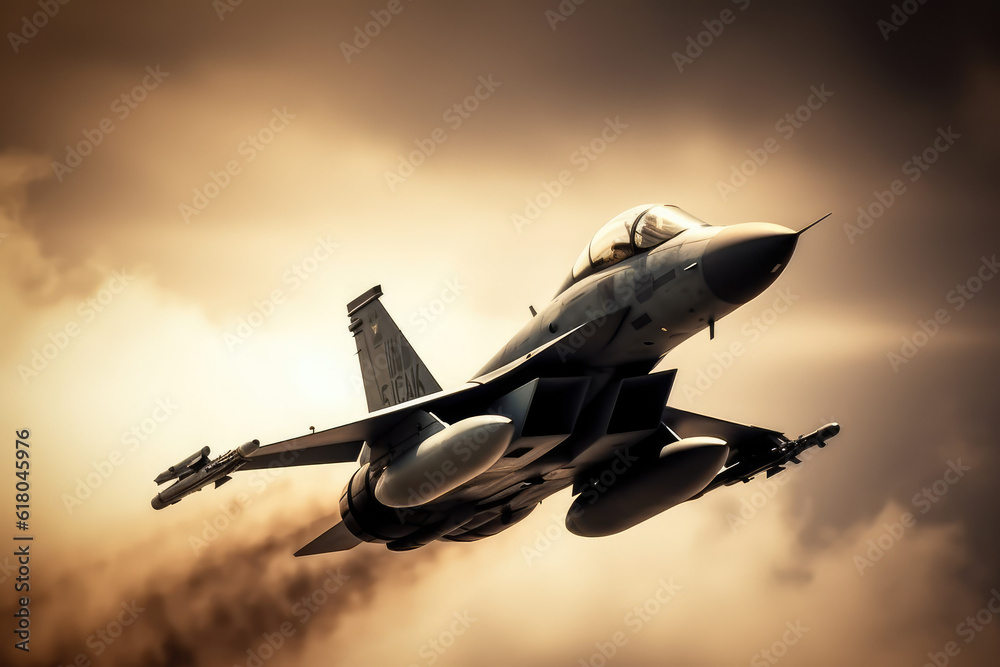 Combat military fighter jet at high speed for tracking and hitting a ...