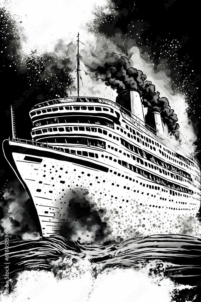 white a cruise ship on fire part of the a cruise ship destroyed by fire ...