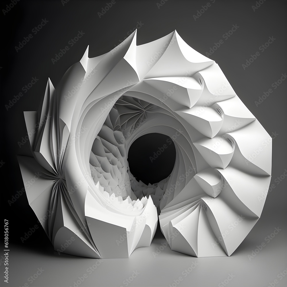 Parametric origami concavity made only with Curved Folds folds without straight lines Paper ...