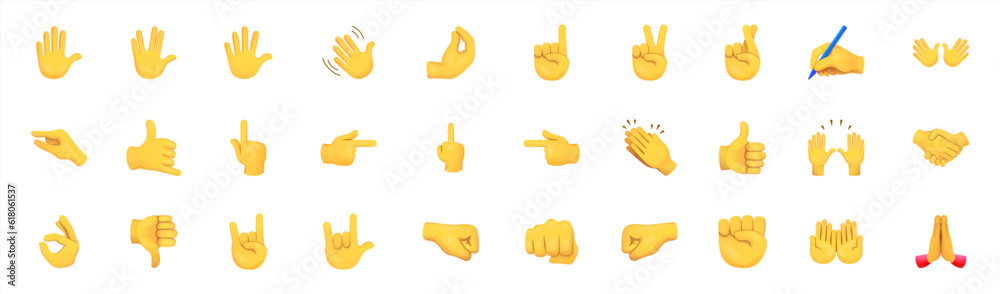 All type of hand emojis, gestures, stickers, emoticons flat ...