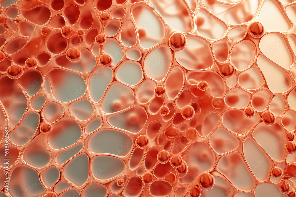 The surface of the skin under the zoomed microscope. Molecules and skin ...