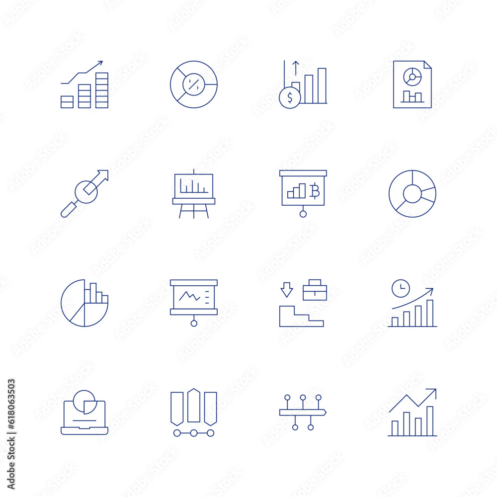 Statistics line icon set on transparent background with editable stroke ...