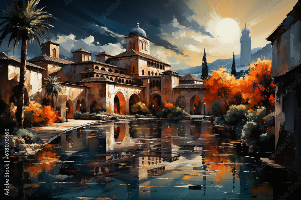 In this artwork, the Alhambra is reimagined through an abstract ...