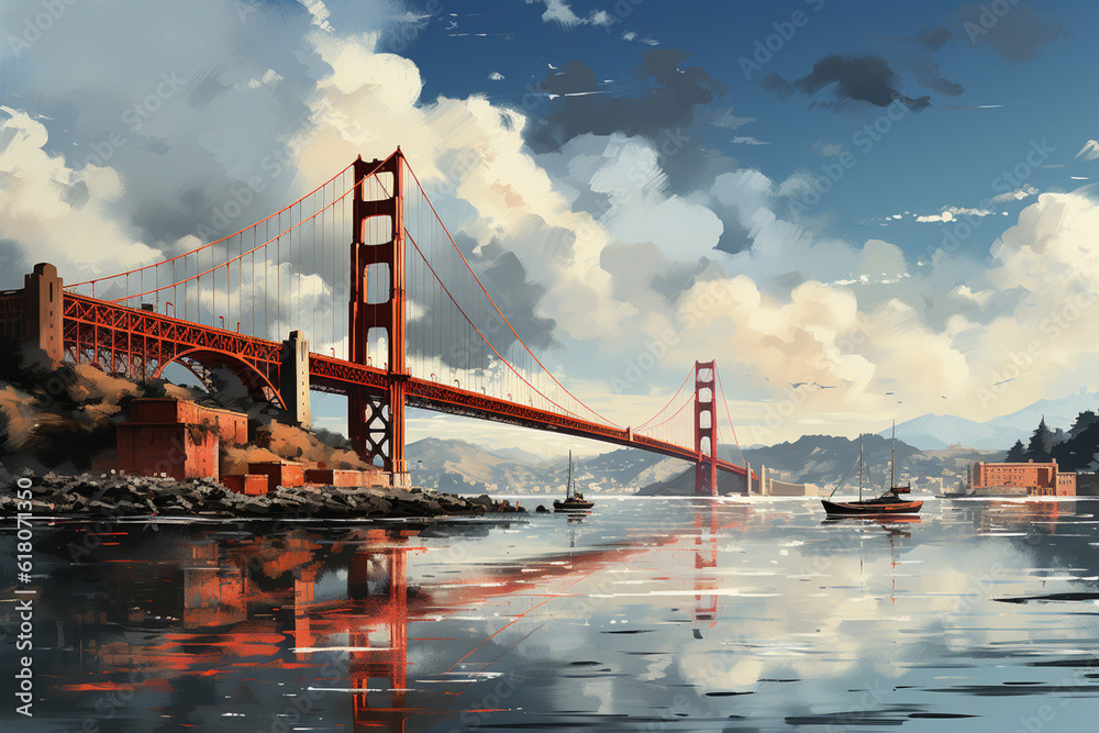 Golden Gate Bridge incorporates elements of surrealism. The image ...