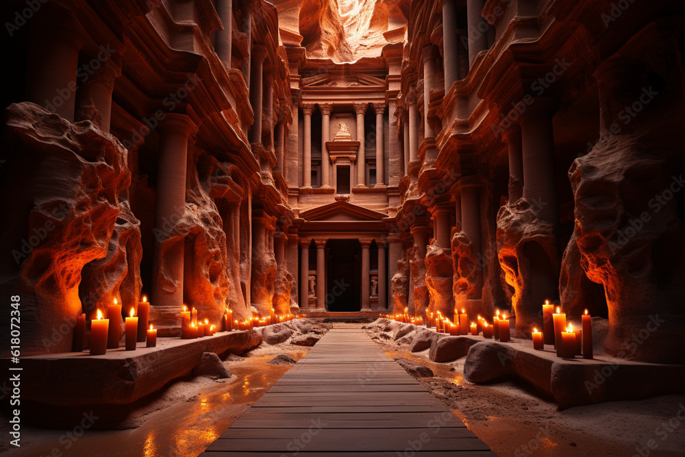 Petra Treasury, distorted perspectives, and a harmonious color palette ...