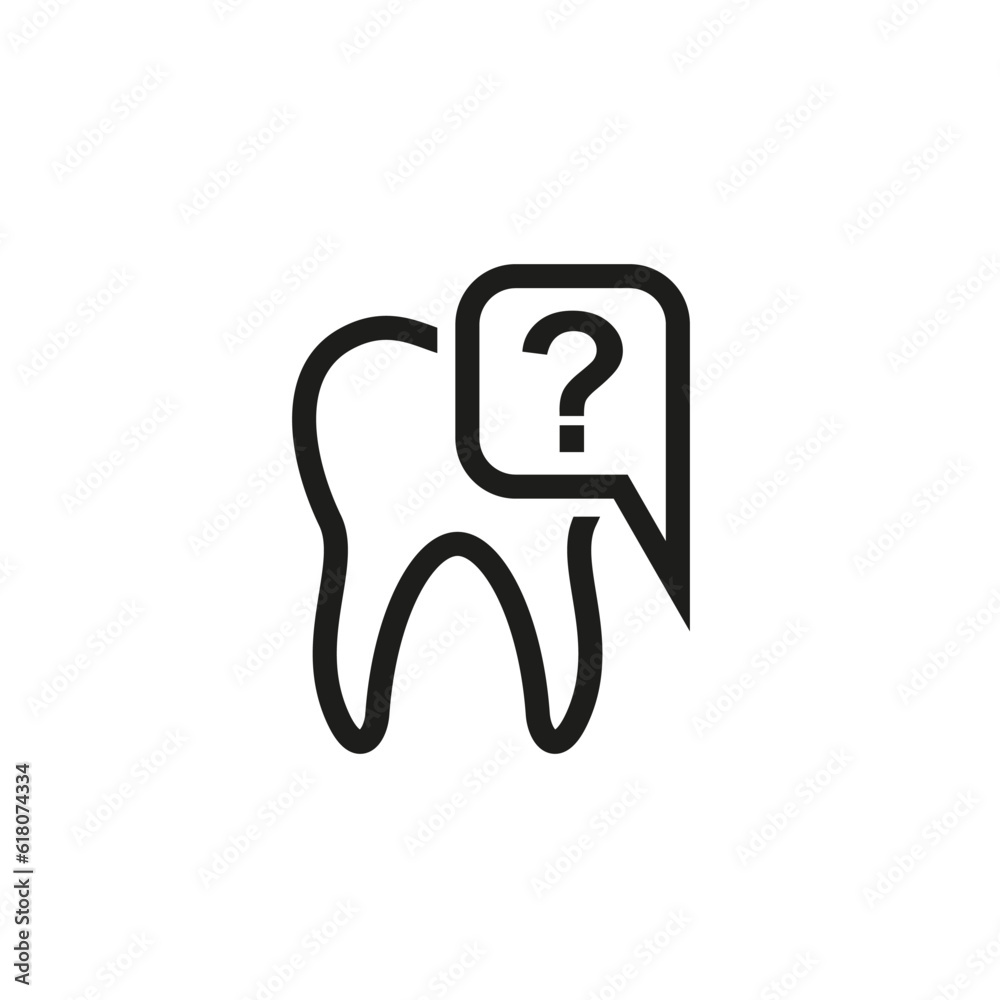 Human tooth with talk chat or speech bubble and question mark. Symbol ...