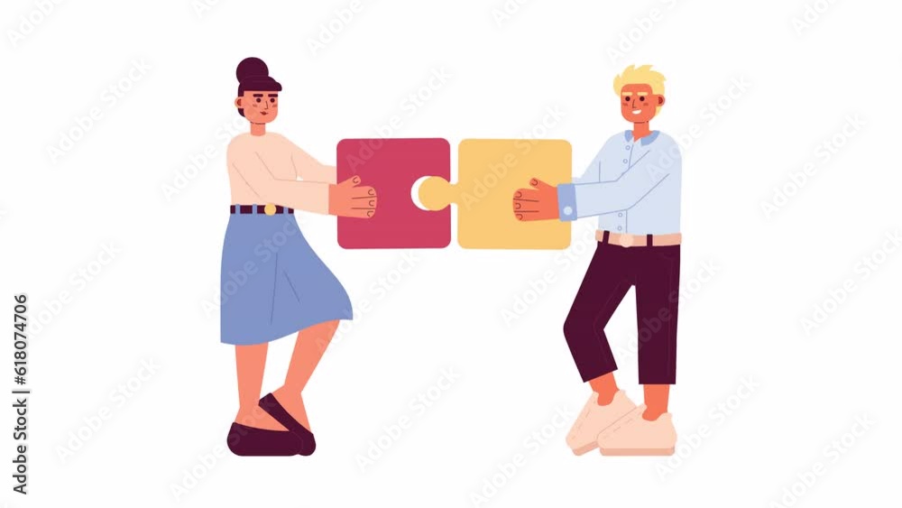 Networking businesspeople 2D animation. Colleagues teammates joining ...