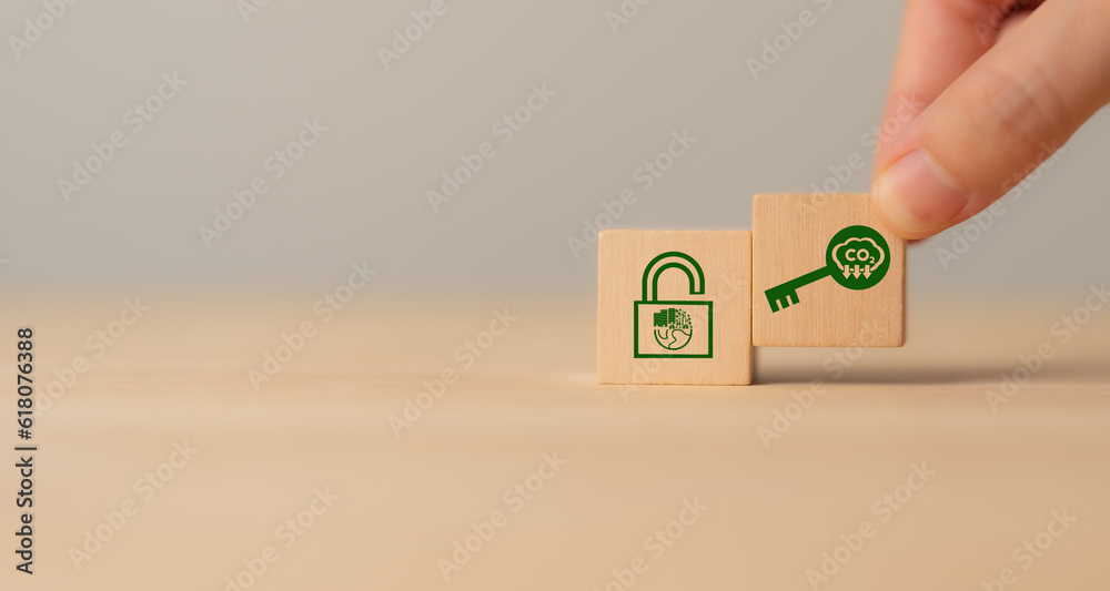 Reduce greenhouse gas emissions solution. Environmental problem solving ...