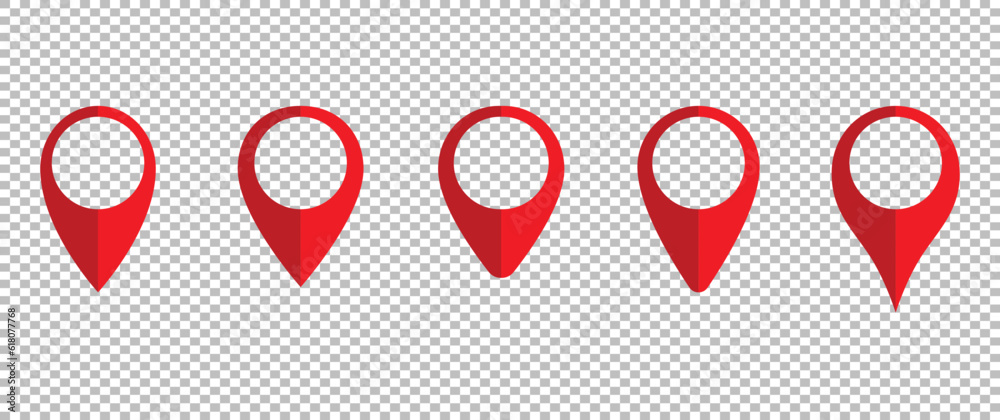 geolocation set in red color on transparent background Stock Vector ...