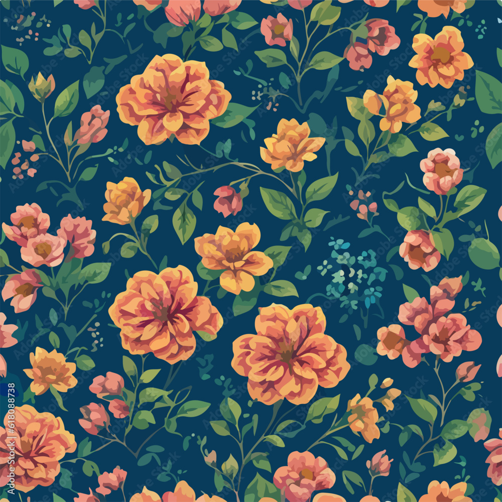 Seamless patterns of flowers and trees and , repeating patterns design ...