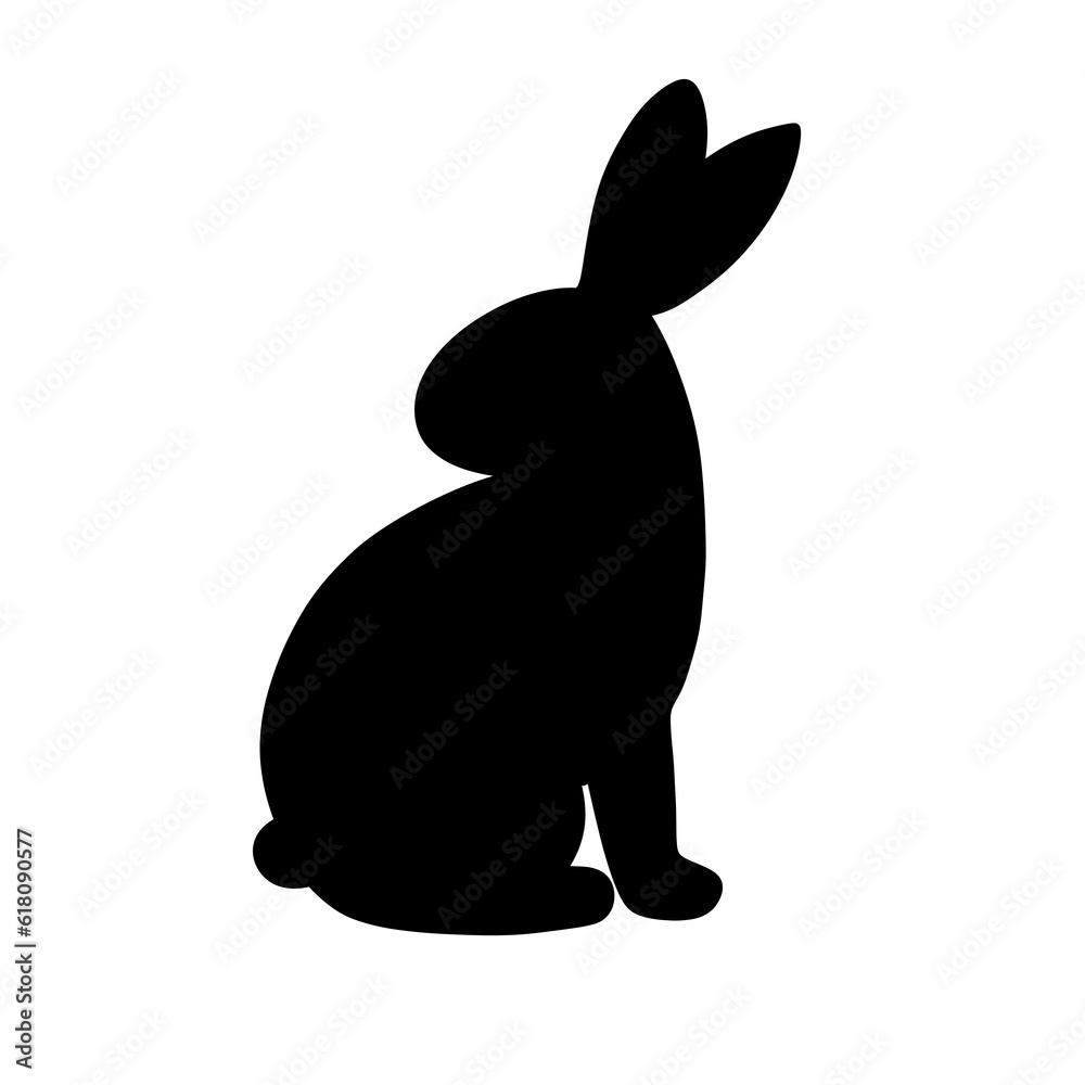Silhouette of rabbit,Illustration of black rabbit line art,Transparency ...