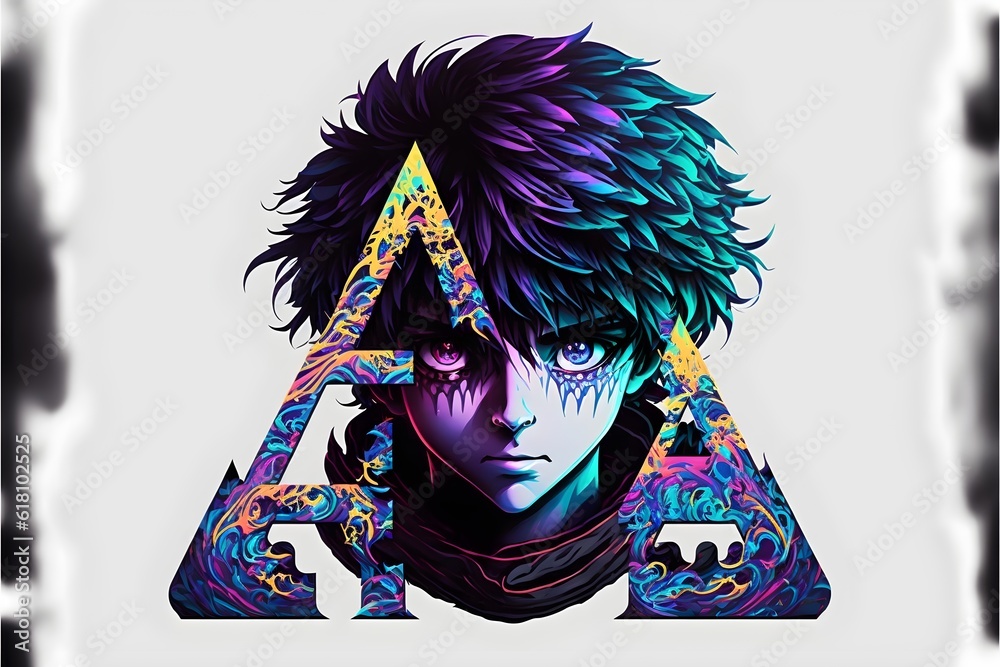 an unique anime logo design with the letters A A using a cute anime ...