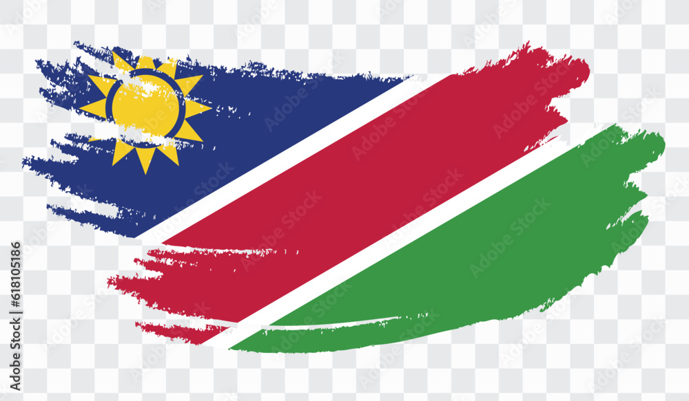 Grunge brush stroke with NAMIBIA national flag. Watercolor painting ...