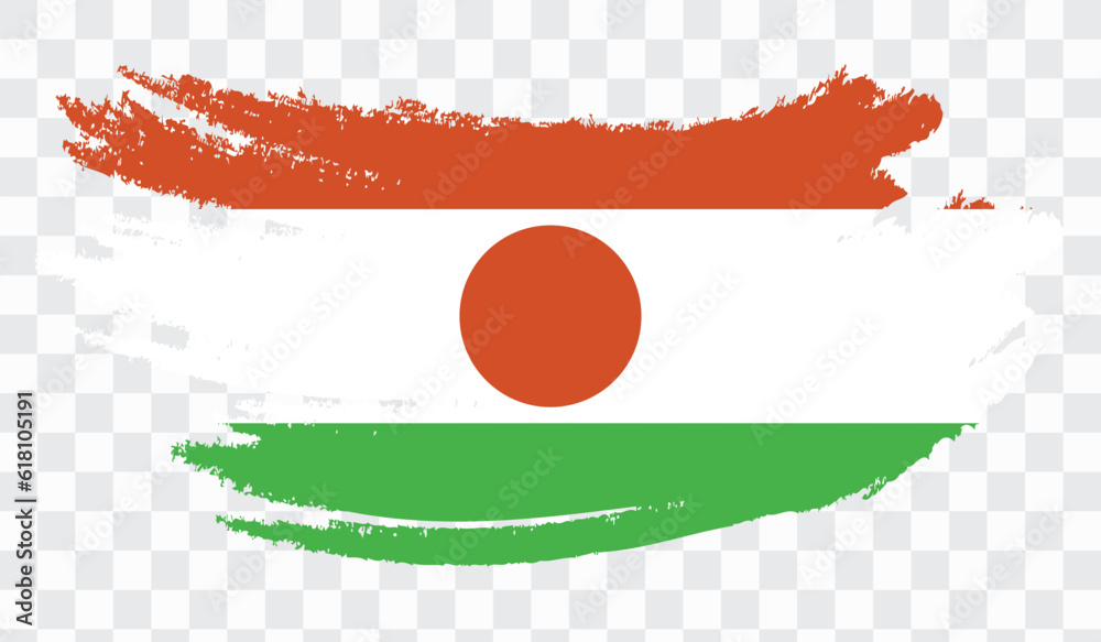 Grunge brush stroke with NIGER national flag. Watercolor painting flag ...