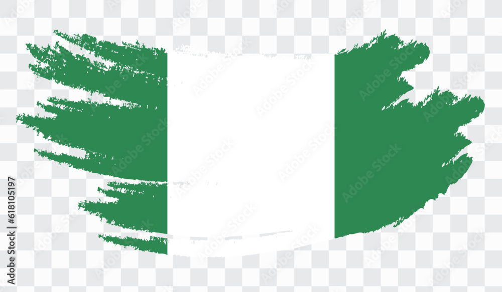 Grunge brush stroke with NIGERIA national flag. Watercolor painting ...