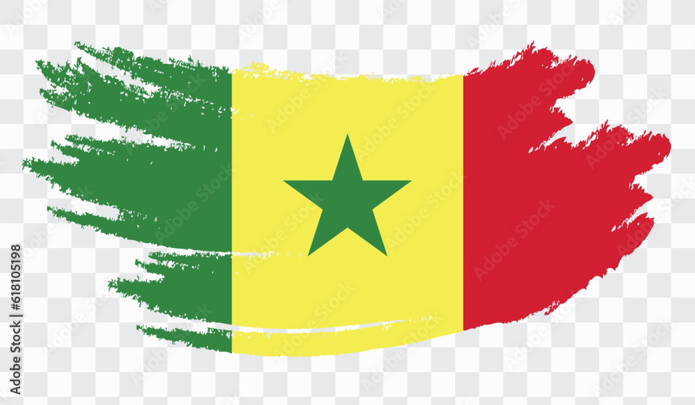 Grunge brush stroke with SENEGAL national flag. Watercolor painting ...