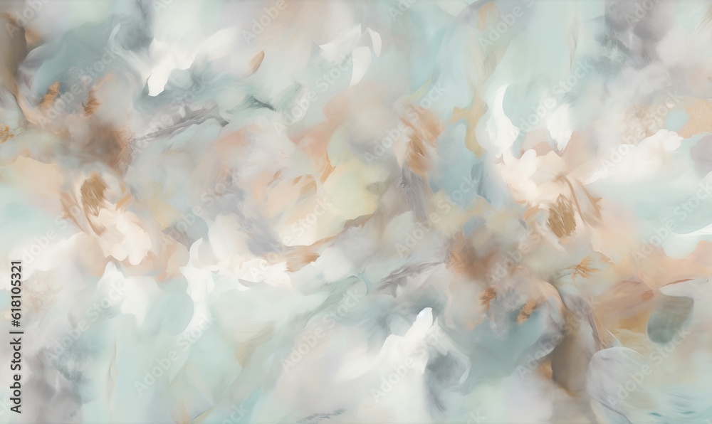 an abstract painting of a blue, beige, and white color scheme with a ...
