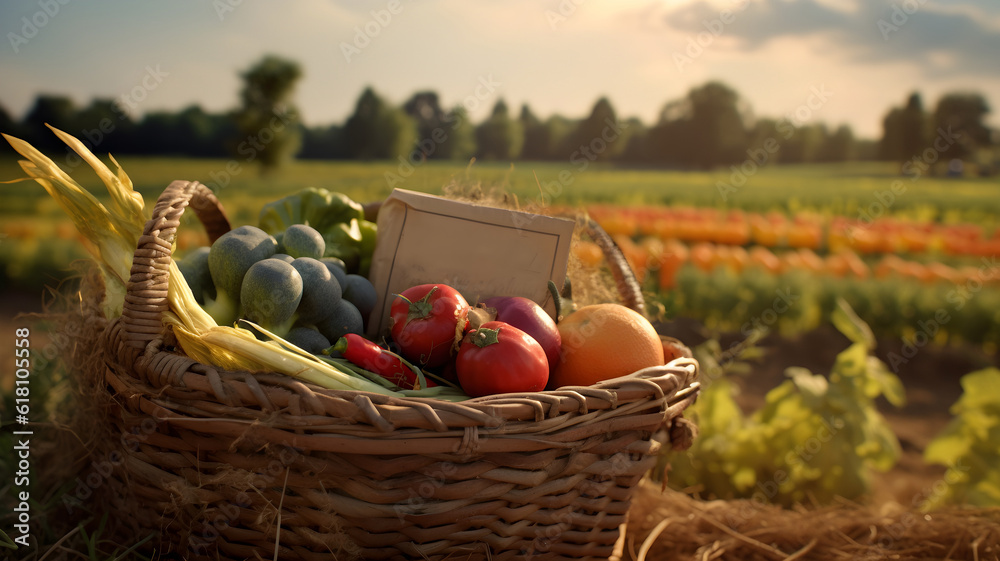 Basket of fruit, crops, garden, fresh fruit and veggies, woven basket ...