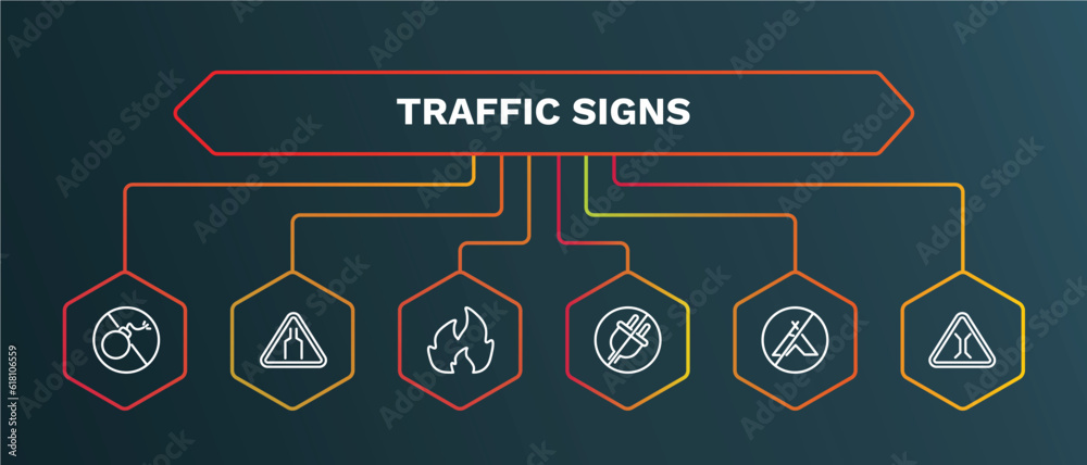 Vetor de set of traffic signs white thin line icons. traffic signs ...