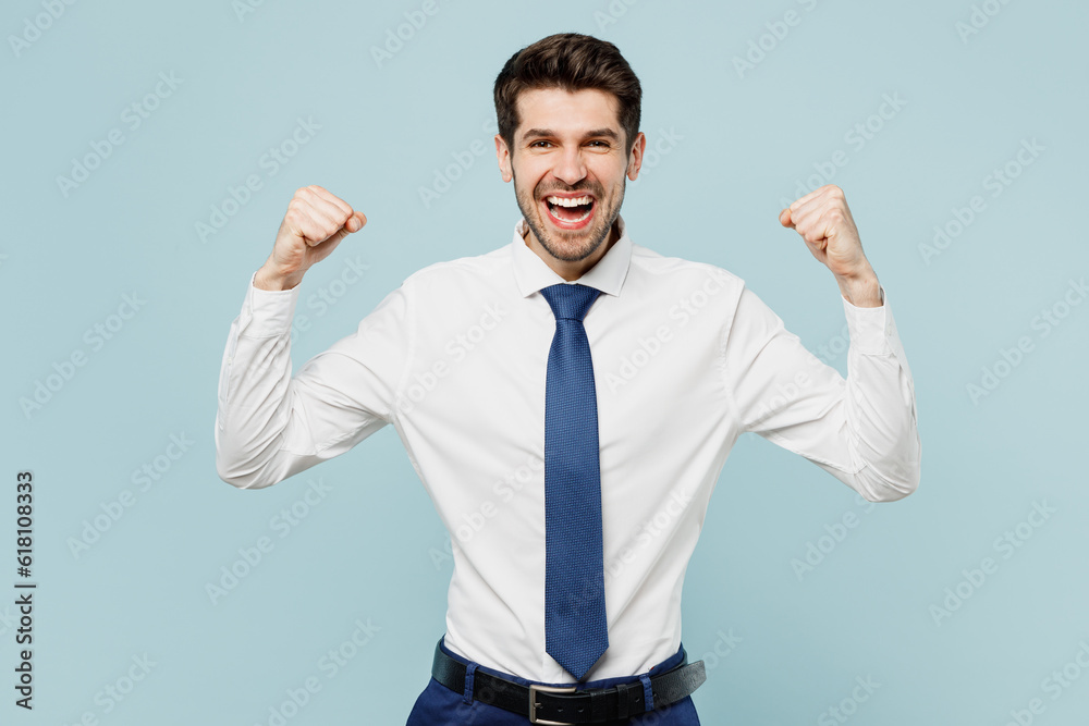 Young employee business man corporate lawyer wear classic formal shirt ...