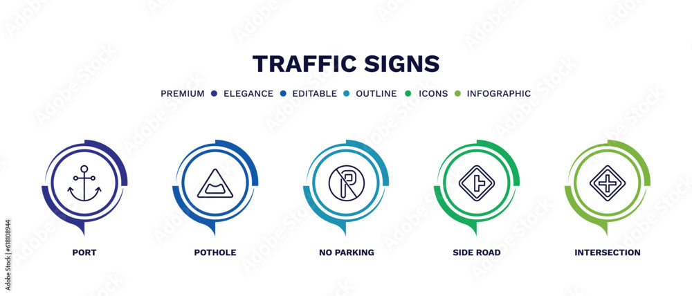 set of traffic signs thin line icons. traffic signs outline icons with ...