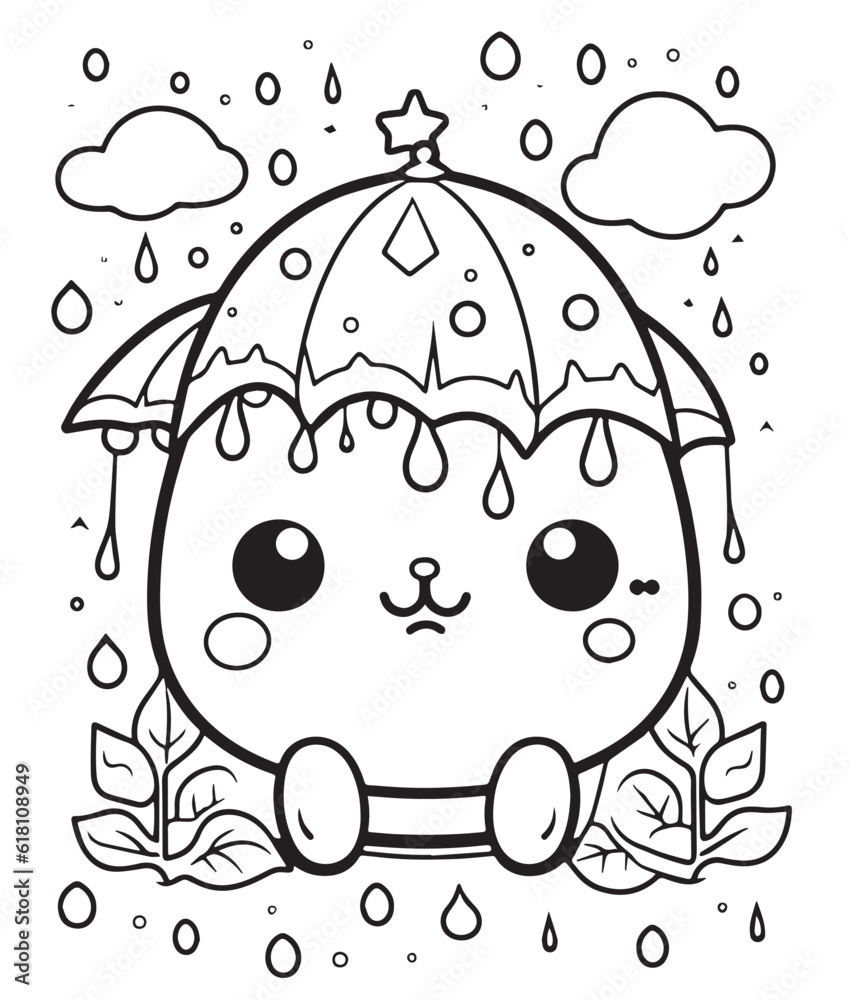 Vector hand drawn cute kawaii outline illustration. Coloring page for ...