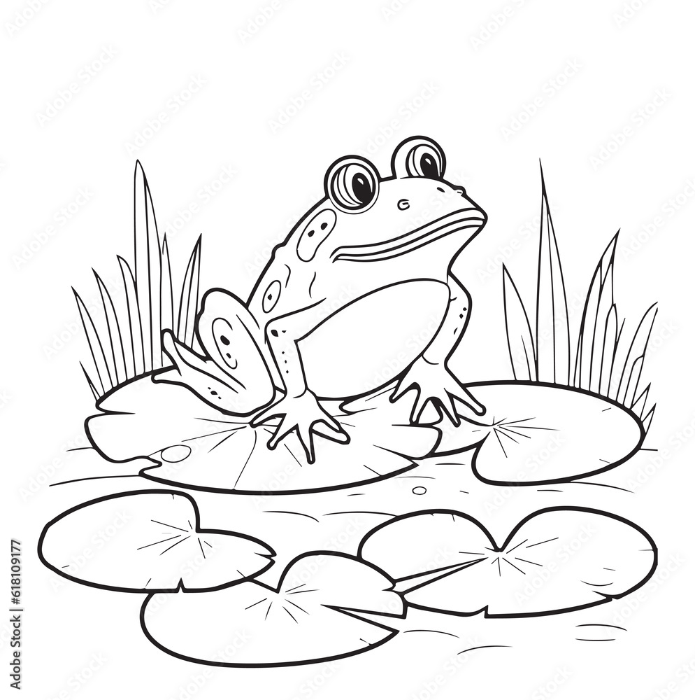 Vector hand drawn cute cartoonish toad or frog outline illustration ...